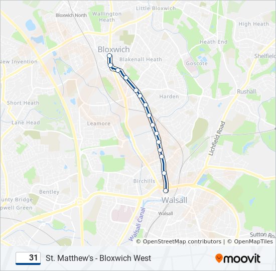 31 Route: Schedules, Stops & Maps - Bloxwich (Updated)