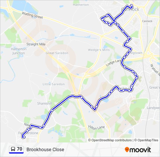70 Route: Schedules, Stops & Maps - Brookhouse Close (Updated)