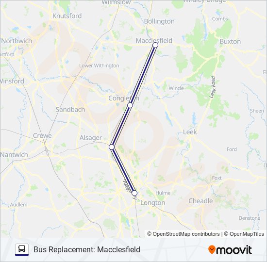 northern Route: Schedules, Stops & Maps - Bus Replacement: Macclesfield ...