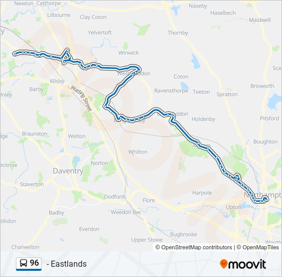 96 Route: Schedules, Stops & Maps - Hillmorton (Updated)