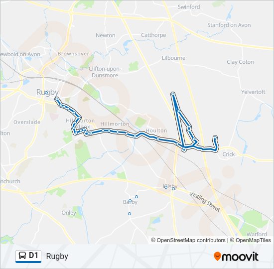 d1 Route: Schedules, Stops & Maps - Rugby (Updated)