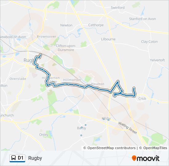 d1 Route: Schedules, Stops & Maps - Rugby (Updated)