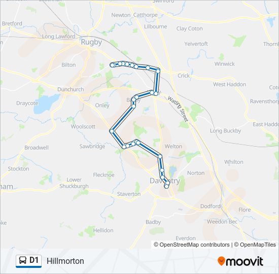 d1 Route: Schedules, Stops & Maps - Hillmorton (Updated)