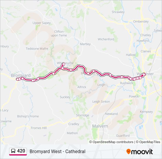 420 Route: Schedules, Stops & Maps - Worcs Bus Stn (Updated)