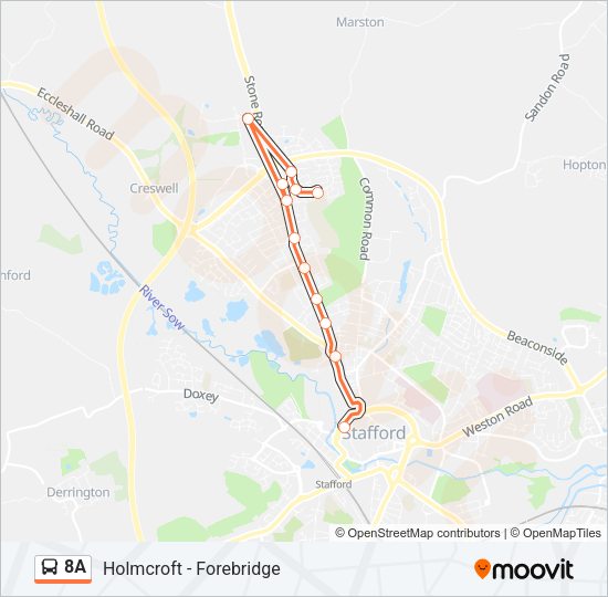 8a Route: Schedules, Stops & Maps - Chell Road (Updated)