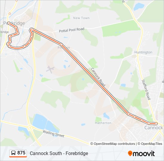 875 Route: Schedules, Stops & Maps - Cannock Town Centre (Updated)