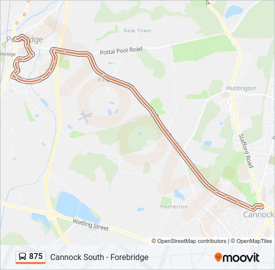 875 Route: Schedules, Stops & Maps - Cannock Town Centre (Updated)