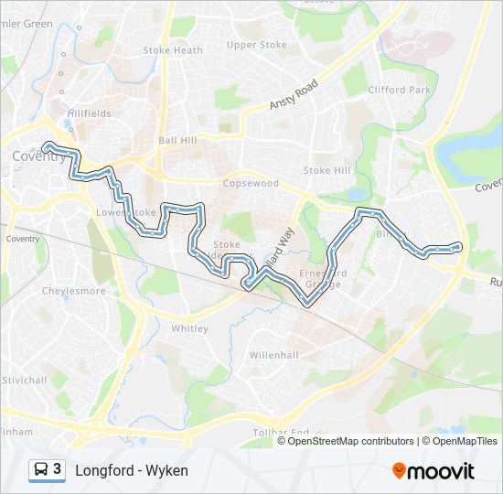 3 Route: Schedules, Stops & Maps - Coventry (Updated)