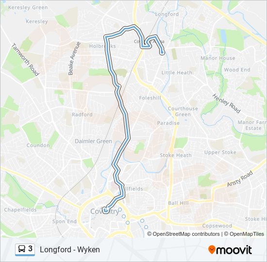 3 Route: Schedules, Stops & Maps - Coventry (Updated)