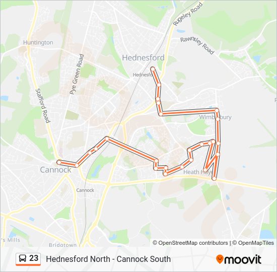 23 Route: Schedules, Stops & Maps - Hednesford Tesco (Updated)
