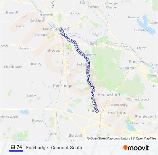 74 Route: Schedules, Stops & Maps - Stafford Town Centre (Updated)