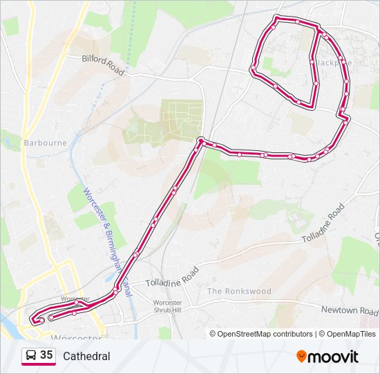 35 Route: Schedules, Stops & Maps - Worcs Bus Stn (Updated)