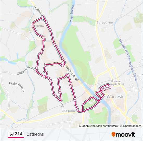 31a Route: Schedules, Stops & Maps - Worcs Bus Stn (Updated)