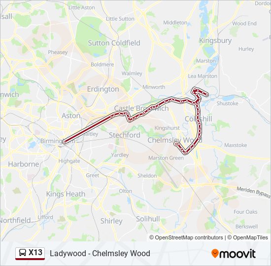 x13 Route: Schedules, Stops & Maps - Chelmsley Wood (Updated)
