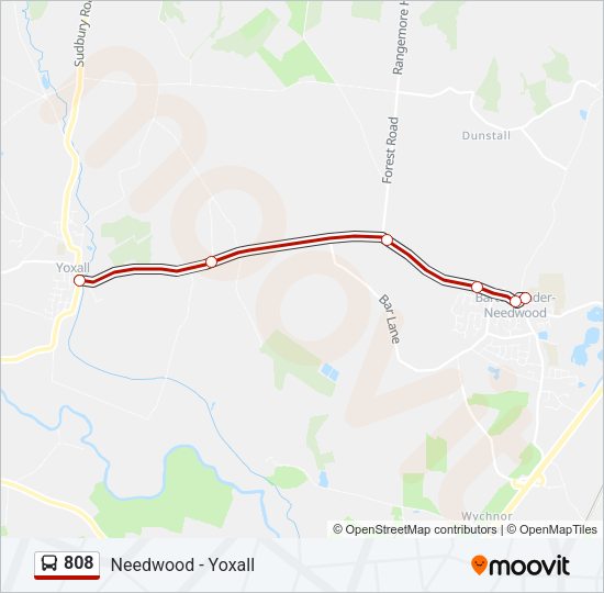 808 Route: Schedules, Stops & Maps - Barton under Needwood (Updated)