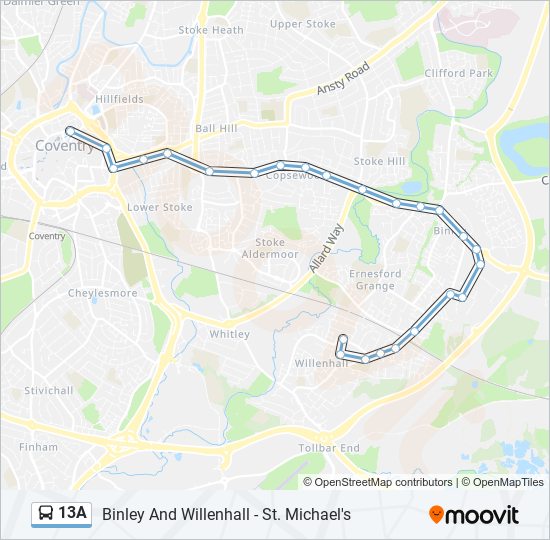 13a Route: Schedules, Stops & Maps - Willenhall (Updated)