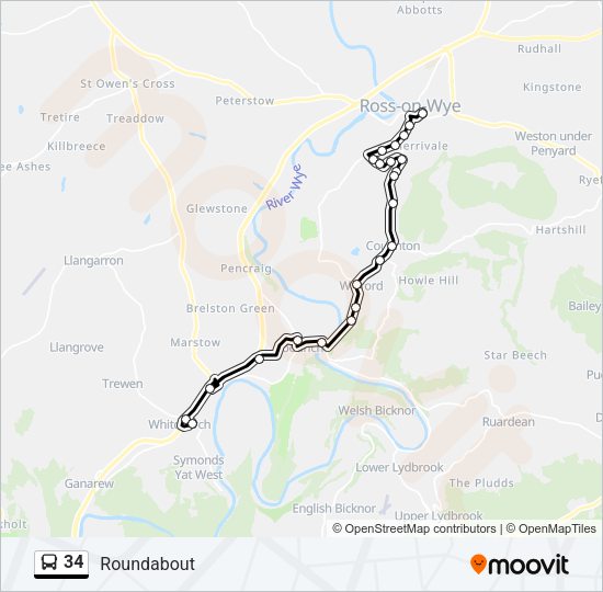 34 Route: Schedules, Stops & Maps - Roundabout (Updated)