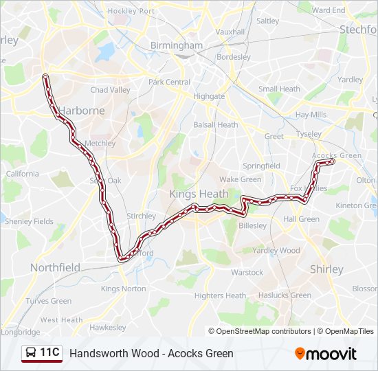 11c Route: Schedules, Stops & Maps - Bearwood (Updated)