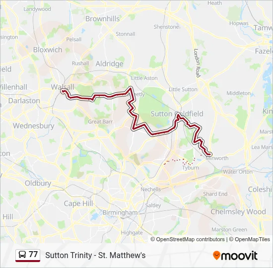 77 Route: Schedules, Stops & Maps - Walsall Bus Station (Updated)
