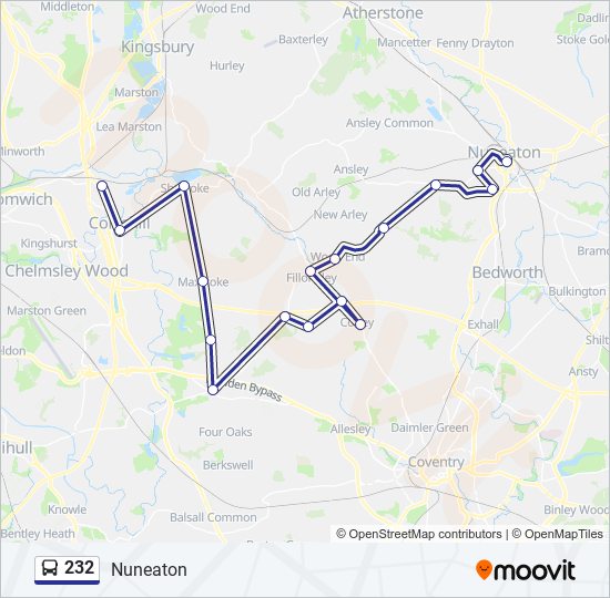 232 Route: Schedules, Stops & Maps - Nuneaton (Updated)