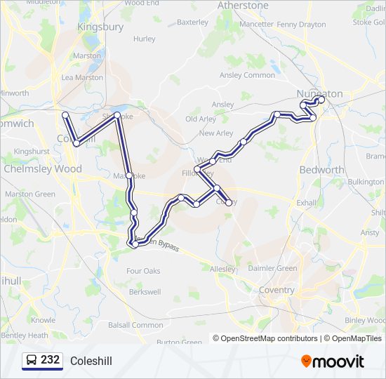 232 Route: Schedules, Stops & Maps - Coleshill (Updated)