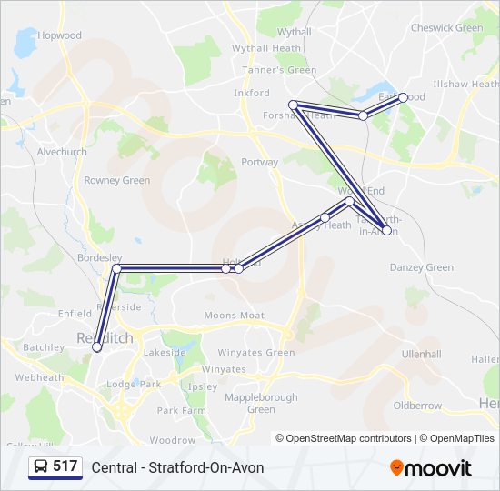 517 Route: Schedules, Stops & Maps - Redditch (Updated)