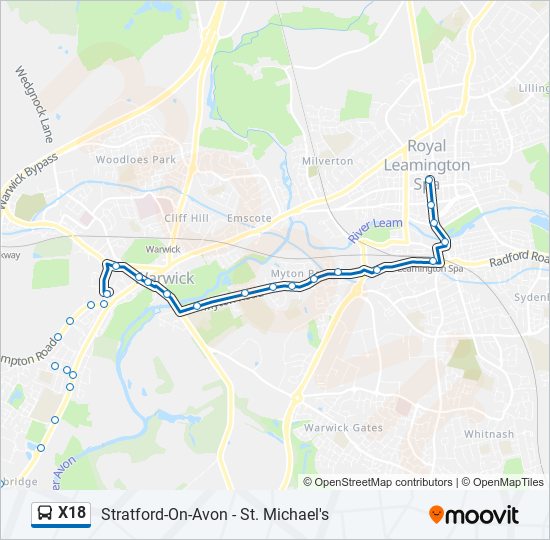 x18 Route: Schedules, Stops & Maps - Leamington Spa (Updated)