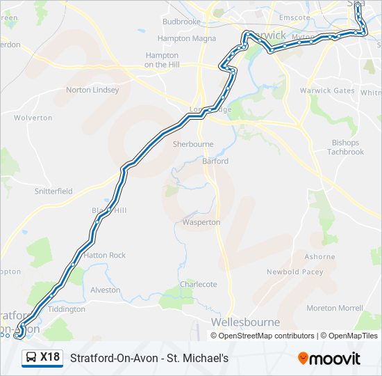 x18 Route: Schedules, Stops & Maps - Stratford-Upon-Avon (Updated)