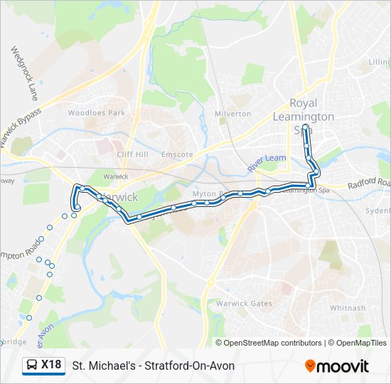 x18 Route: Schedules, Stops & Maps - Leamington Spa Upper Parade (Updated)