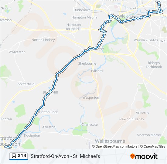 x18 Route: Schedules, Stops & Maps - Leamington Spa (Updated)