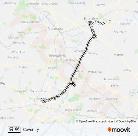 x6 Route: Schedules, Stops & Maps - Coventry (Updated)