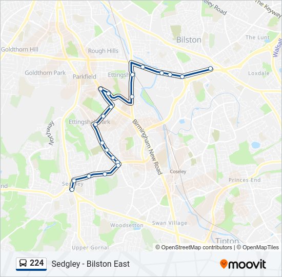 224 Route: Schedules, Stops & Maps - Sedgley (Updated)