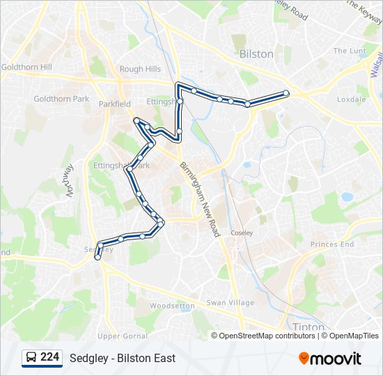224 Route: Schedules, Stops & Maps - Sedgley (Updated)