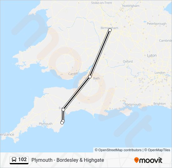 102 Route: Schedules, Stops & Maps - Paignton, Torbay - Digbeth ...