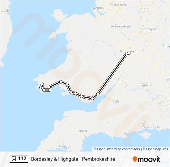 112 Route: Schedules, Stops & Maps - Haverfordwest - Digbeth ...