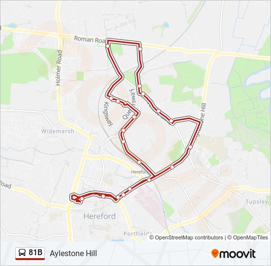 81b Route: Schedules, Stops & Maps - Aylestone Hill (Updated)