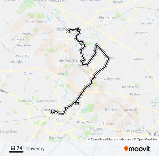 74 Route: Schedules, Stops & Maps - Coventry (Updated)