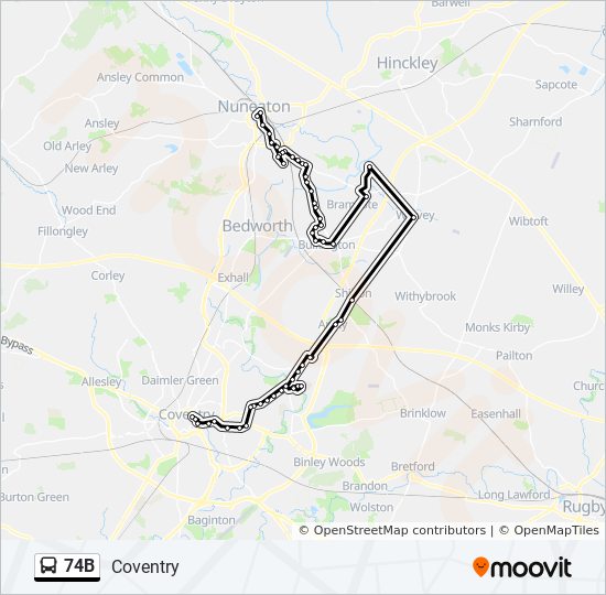 74b Route: Schedules, Stops & Maps - Coventry (Updated)