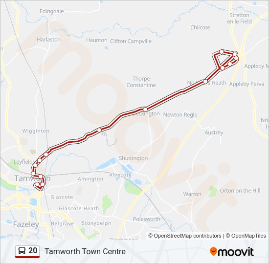 20 Route: Schedules, Stops & Maps - Tamworth Town Centre (Updated)