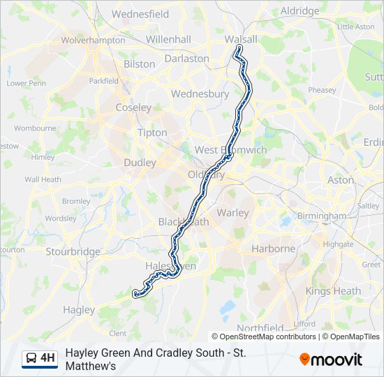 4h Route: Schedules, Stops & Maps - Walsall, Bradford Place (Updated)