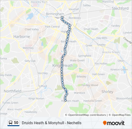 50 Route: Schedules, Stops & Maps - Digbeth (Updated)