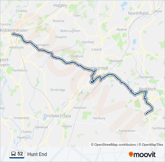52 Route: Schedules, Stops & Maps - Hunt End (Updated)