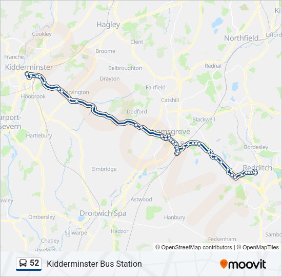 52 Route: Schedules, Stops & Maps - Kidderminster Bus Station (Updated)