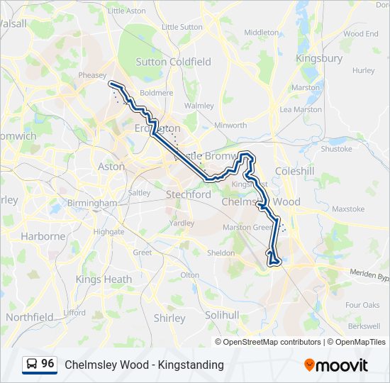 96 Route: Schedules, Stops & Maps - Kingstanding (Updated)