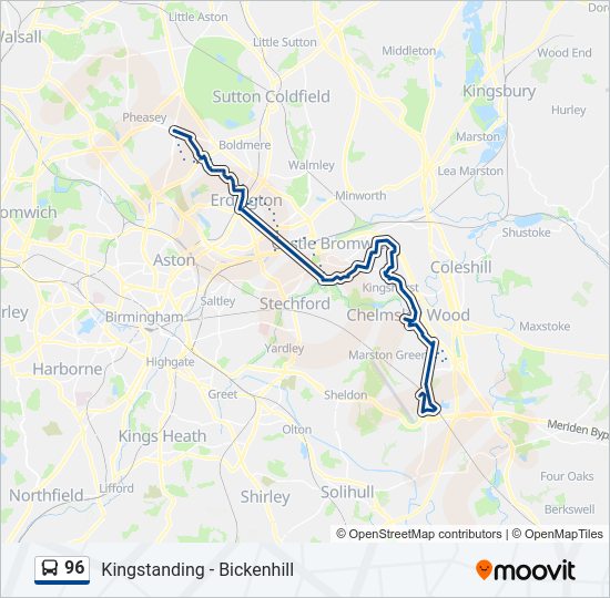 96 Route: Schedules, Stops & Maps - Kingstanding Circle, Island (Updated)