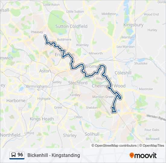 96 Route: Schedules, Stops & Maps - Kingstanding (Updated)