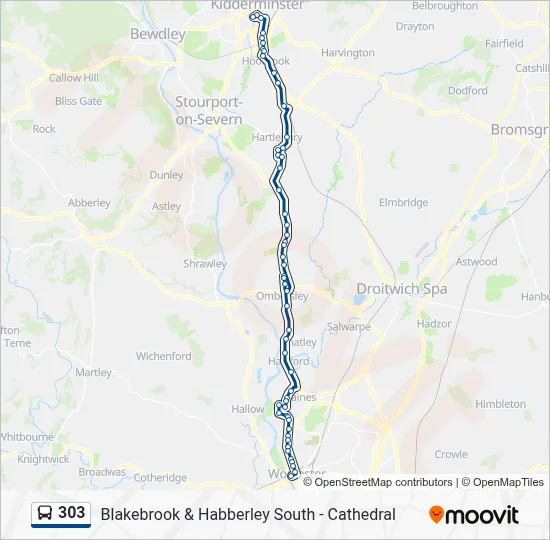 303 Route: Schedules, Stops & Maps - Worcester Bus Station (Updated)