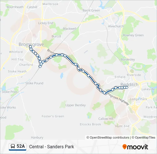 52A Route: Schedules, Stops & Maps - Redditch Bus Station (Updated)