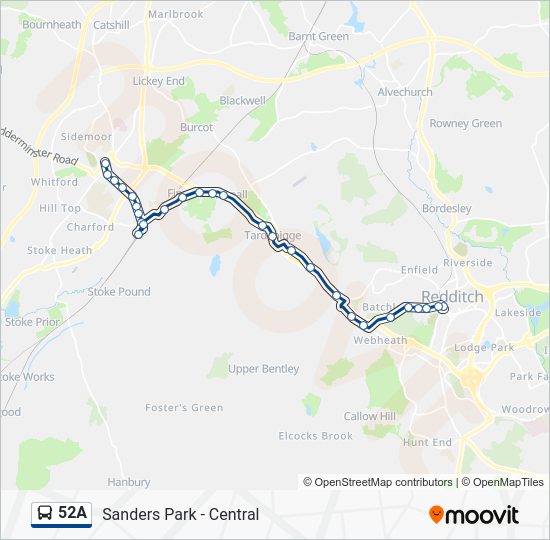 52a Route: Schedules, Stops & Maps - Bromsgrove Bus Station (Updated)