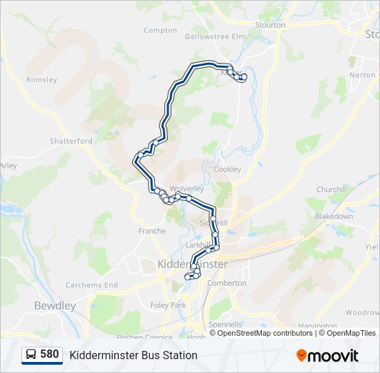 580 Route: Schedules, Stops & Maps - Kidderminster Bus Station (Updated)